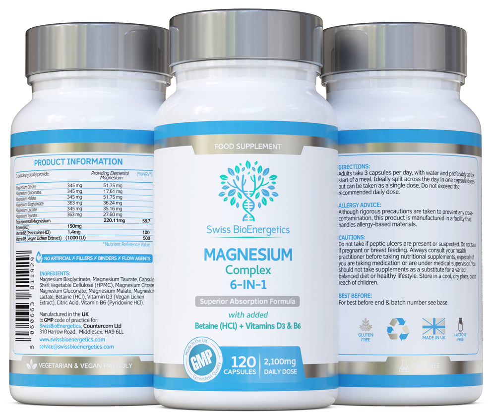 Magnesium Complex 6-in-1 | 120 Capsules | UK – Swiss BioEnergetics